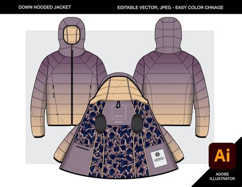 Woman Hooded Jacket Vector Mockup Pack Template Fashion Illustrator