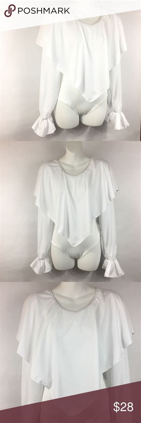 Eurotard 13676 Shawl Collar Leotard White 4x Praise Costume Dance Fun