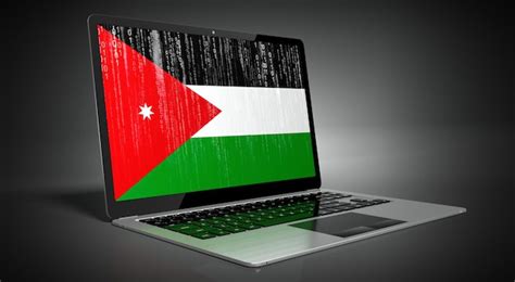 Premium Photo Jordan Country Flag And Binary Code On Laptop Screen 3d