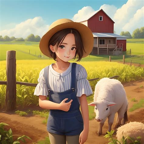 Premium Ai Image A Cute Girl In The Farm Ai