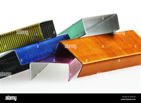 Coloured Staples Stock Photo 13090422 Alamy