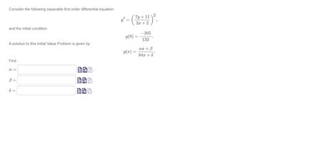 Solved Consider The Following Separable First Order