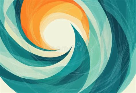 Abstract Swirl Design Featuring Vibrant Teal And Orange Colors Stock
