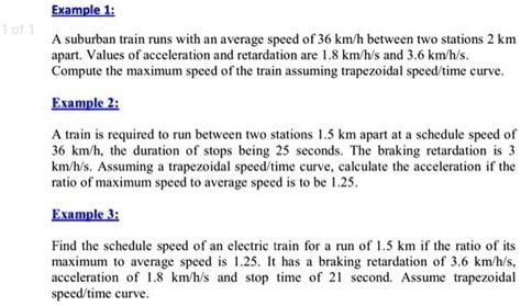 Example 1 1 Of 1 A Suburban Train Runs With An Average Speed Of 36 Km H Between Two Stations 2