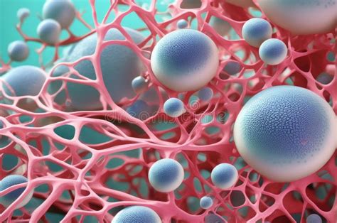 Abstract Organic Cell Structure With Textured Spheres And Network Stock