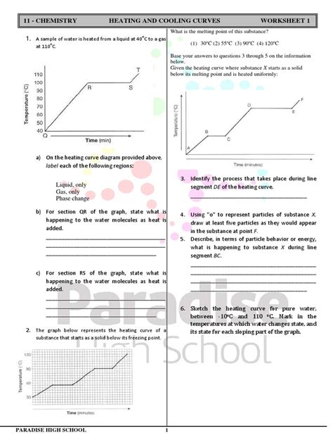 Heating And Cooling Curve Worksheet 1 Pdf Melting Point Worksheets Library