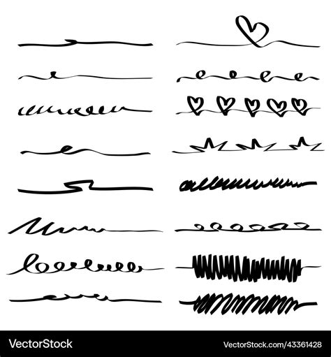 hand drawn set of border underline curly vector image
