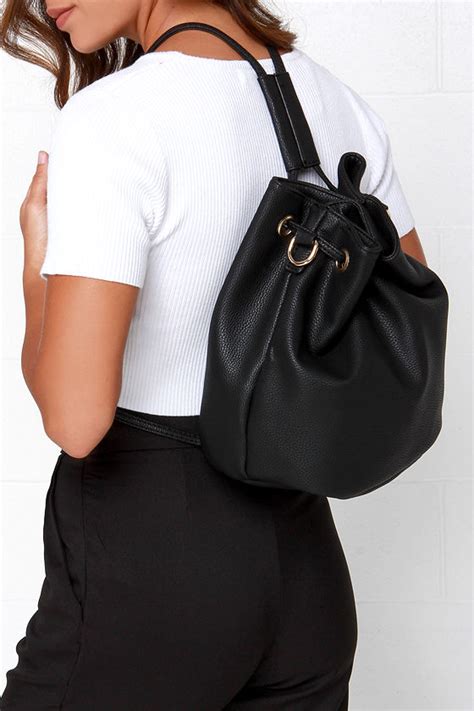 Cute Black Backpack Drawstring Backpack Black Bag 3500 Lulus