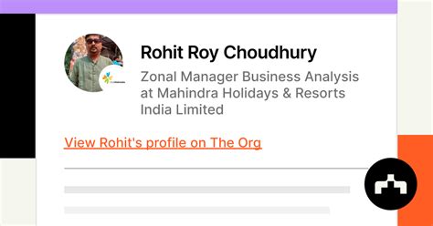 Rohit Roy Choudhury Zonal Manager Business Analysis At Mahindra Holidays And Resorts India