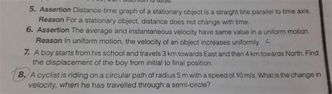 5 Assertion Distance Time Graph Of A Stationary Object Is A Straight Lin
