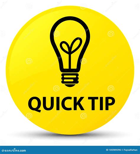 Quick Tip Bulb Icon Yellow Round Button Stock Illustration