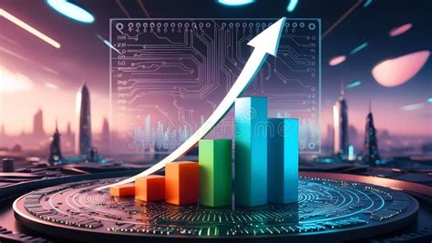 Futuristic Cityscape Technological Growth And Innovation Rising Bar Graph Upward Trend
