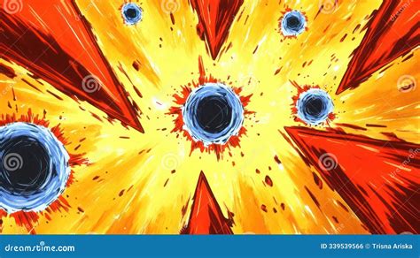 An Explosion Of Energy With Dynamic Shapes And Colors Conveying Intensity And Movement Stock