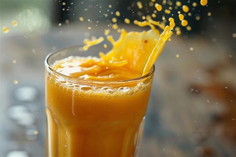 Mango With Dynamic Mango Lassi Juice Splash Premium Ai Generated Image