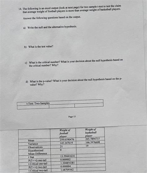 Solved The Following Is An Excel Output Look At Next Chegg Com
