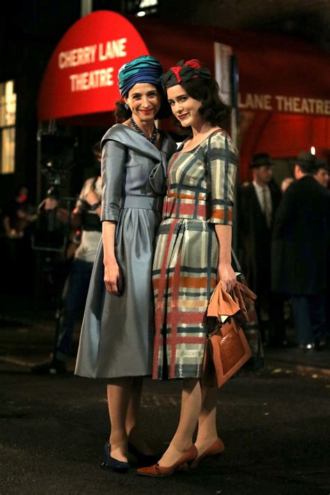 Rachel Brosnahan And Marin Hinkle On The Set Of The Marvelous Mrs
