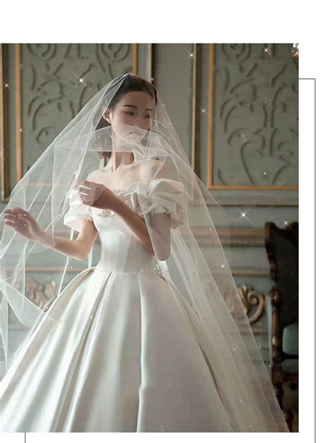 缎面主婚纱2024新款法式一字肩气质新娘公主风白色婚纱女工厂直销 阿里巴巴