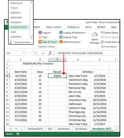 Excel Date And Time Functions Weeknum Isoweeknum Workday Workdayintl Pcworld
