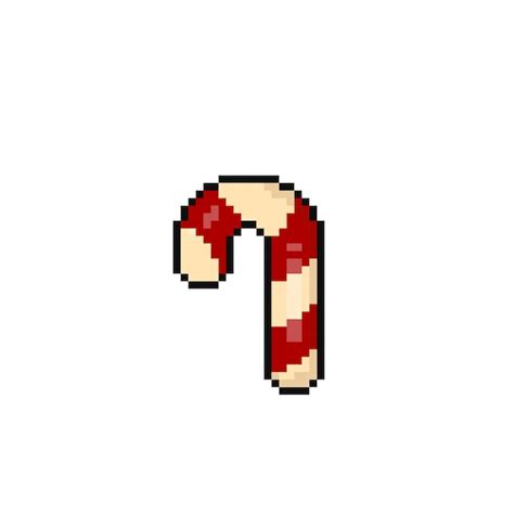 Candy Cane In Pixel Art Style Premium Vector