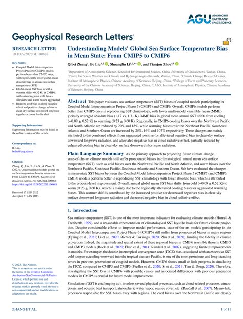 Pdf Understanding Models Global Sea Surface Temperature Bias In Mean