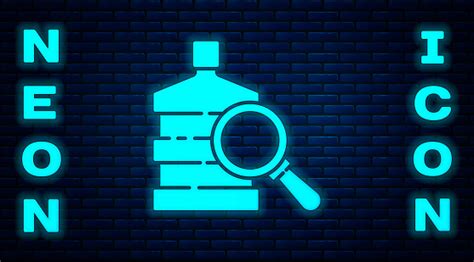 깨끗한 물과 벽돌 벽 배경에 고립 된 돋보기 아이콘 빛나는 네온 큰 병 쿨러용 플라스틱 용기 벡터 일러스트레이션 0명에 대한 스톡 벡터 아트 및 기타 이미지 Istock