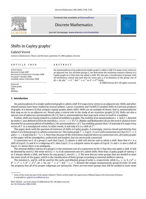 Pdf Shifts In Cayley Graphs Dokumentips
