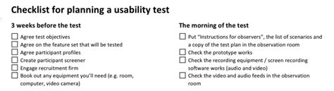 Usability Testing Checklist By David Travis