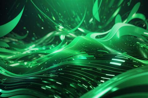 Premium Photo Abstract Green Futuristic Background Technological Wave Of Information Data Flow