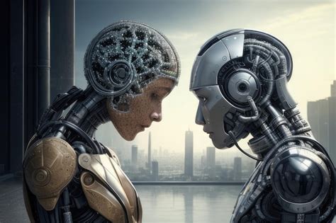 Premium Ai Image Artificial Intelligence Supported Robots Standing Opposite Each Other