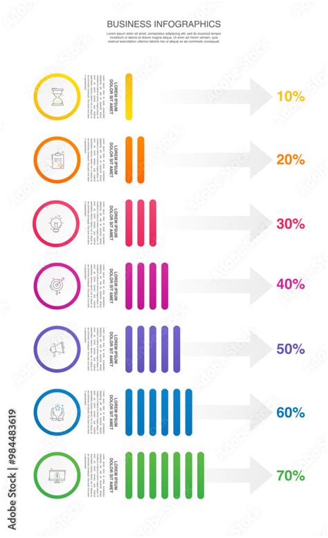 Presentation Of Modern Vector Infographic Business Template With Seven Steps Arrows With