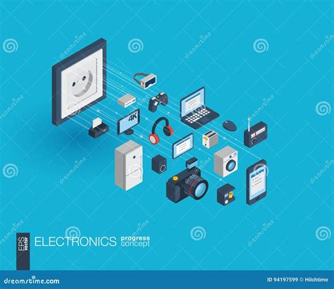 Electronics Integrated 3d Web Icons Growth And Progress Concept Stock Vector Illustration Of