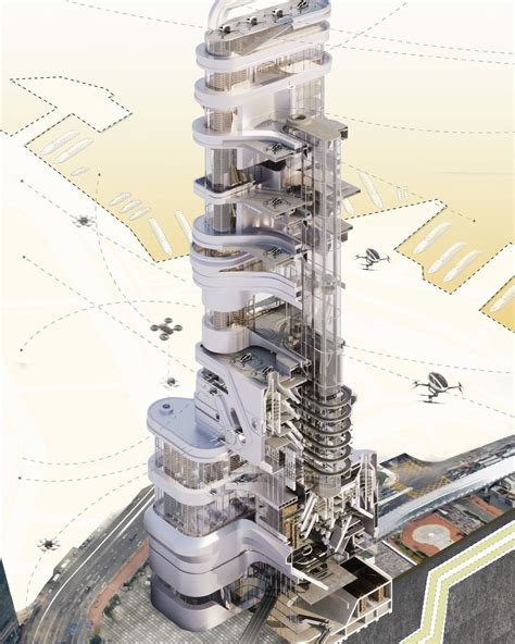 Skyscaper Axonometric Render Architecture Presentation Architecture Model Architecture