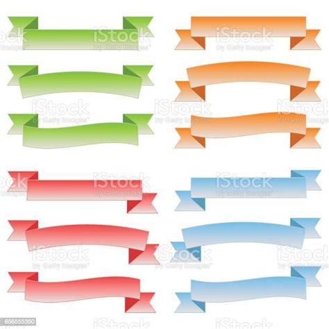 다채로운 빈 리본과 배너의 집합입니다 텍스트 또는 디자인에 대 한 준비 벡터 일러스트 레이 션을 격리 0명에 대한 스톡 벡터 아트 및 기타 이미지 Istock