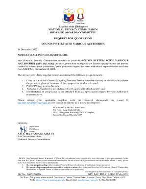 Fillable Online REQUEST FOR QUOTATION SOUND SYSTEM WITH Fax Email Print PdfFiller