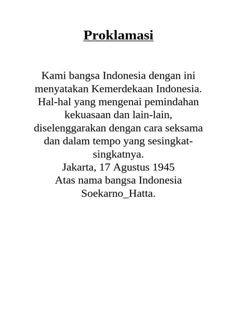 Teks Proklamasi Untuk Upacara 17 Agustus Pdf