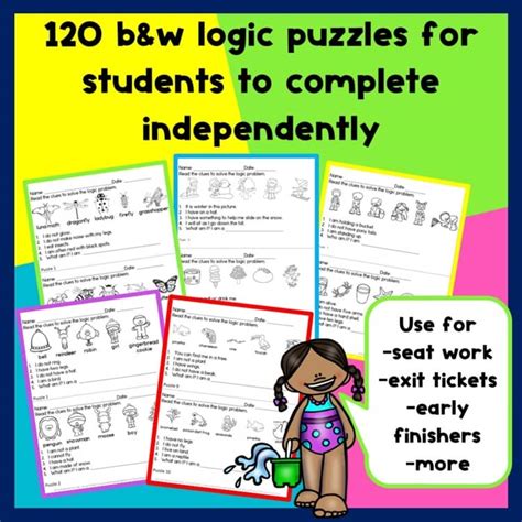 Critical Thinking Math Brain Teasers Logic Puzzles Enrichment Worksheet Activity