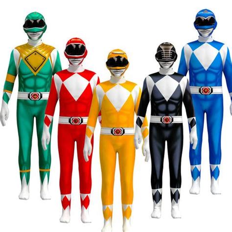 Mighty Morphin Power Rangers Cosplay Jumpsuit Carnival Halloween