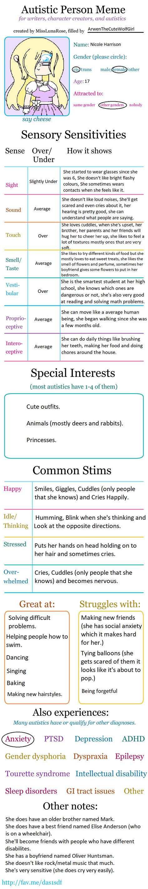 Nicoles Autism Sheet By Arwenthecutewolfgirl On Deviantart