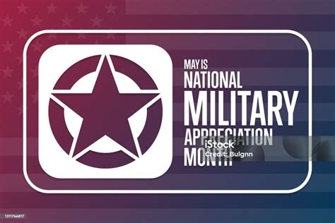 5월은 국가 군사 감사의 달입니다 휴일 개념 배경 배너 카드 텍스트 비문이있는 포스터용 템플릿 벡터 Eps10 그림입니다 군사에 대한 스톡 벡터 아트 및 기타 이미지