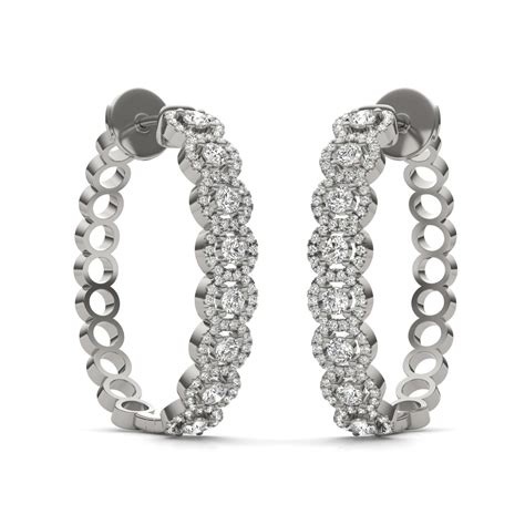 1 15 Ctw Round Caydia® Lab Grown Diamond Halo Hoop Earrings