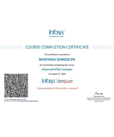 rhathika shinod p k on linkedin infosysspringboard certification
