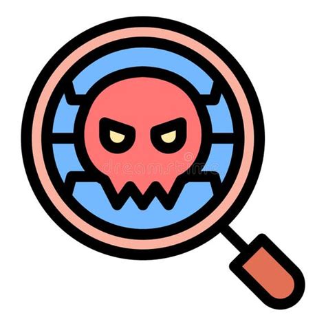 Virus Detection Icon In Flat Line Style Representing Cybersecurity Threat Identification And