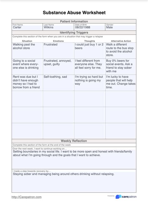 Addiction Worksheet Printable Addiction Recovery Worksheets