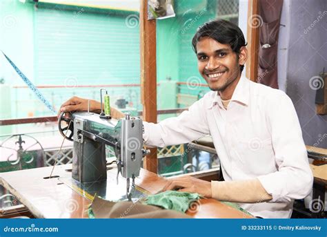 Indian Man Tailor Portrait Stock Image Image Of Cotton 33233115