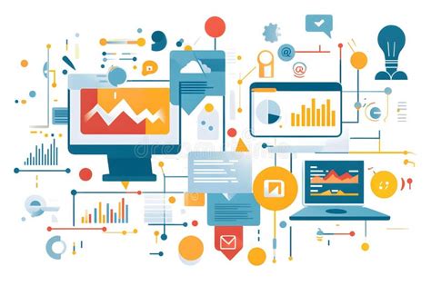 Abstract Digital Illustration Of Business Data Analysis And Information Technology Stock