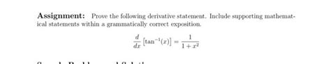 Solved Assignment Prove The Following Derivative Statement