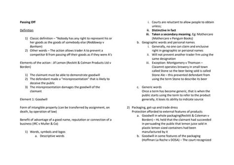 Passing Off Notes Docx