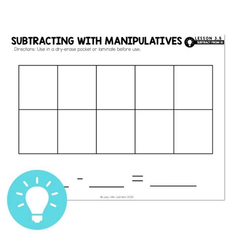 Lucky To Learn Math 1st Grade Lesson 35 Subtract From 10 With Manipulatives Mini Lesson