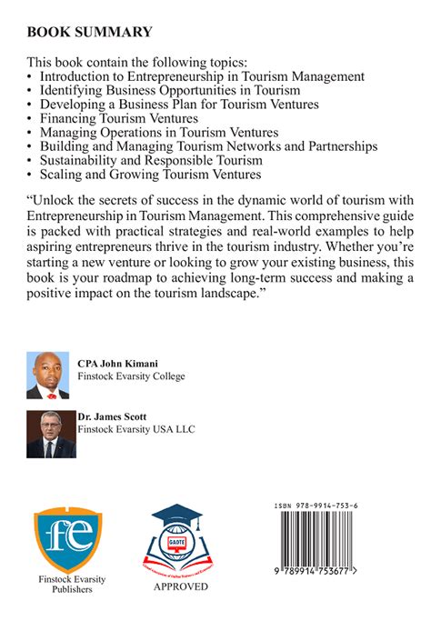 Entrepreneurships In Tourism Management Diploma Level Finstock Evarsity Resources