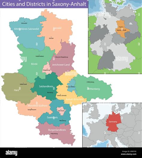 Map Of Saxony Anhalt Stock Vector Image And Art Alamy